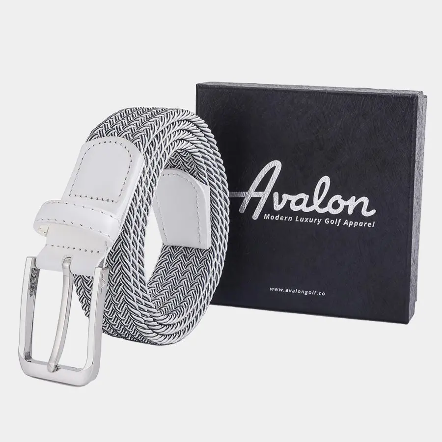 White & Navy Blue Golf Belt | Avalon Luxury Men's Golf Belts