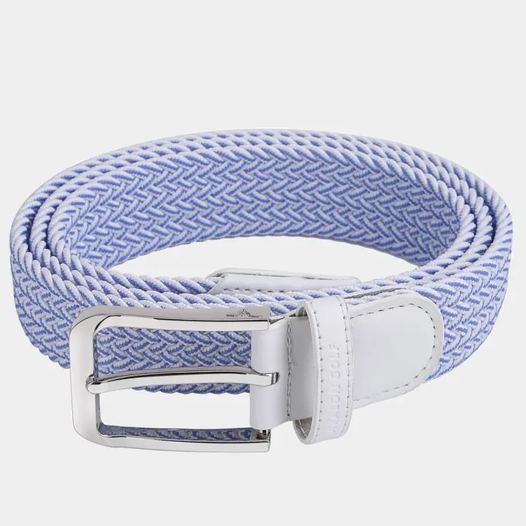 The Players Golf Belt: White & Baby Blue Stripe | Avalon Golf Co